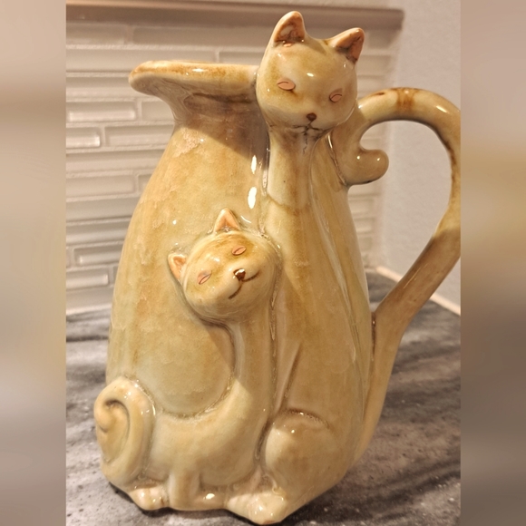 Dining | Whimsical Cat Pottery Siamese Stoneware Pitcher 625 Tall No ...
